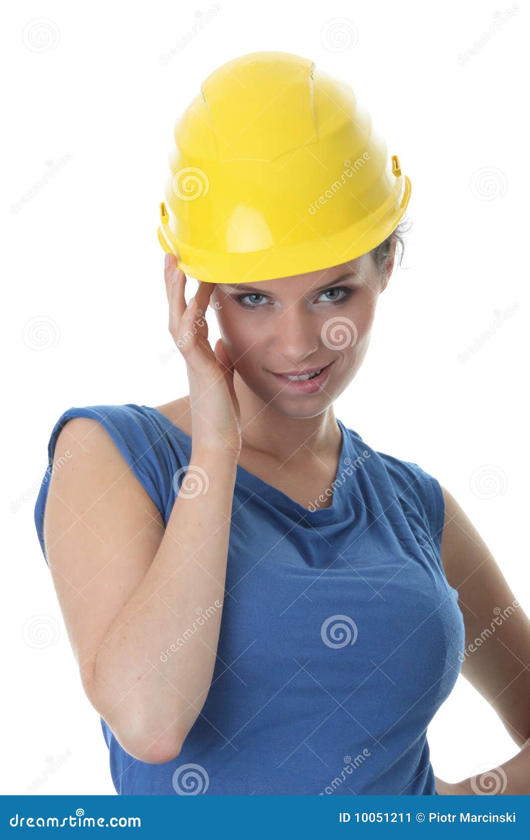 Young Woman Construction Worker Contractor Stock Image - Image of ...
