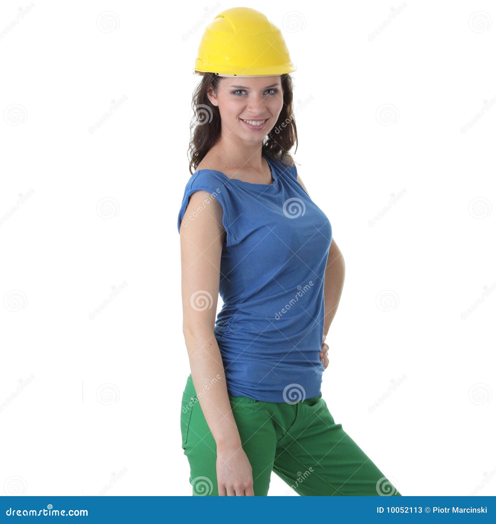 Young Woman Construction Worker Contractor Stock Image - Image of ...