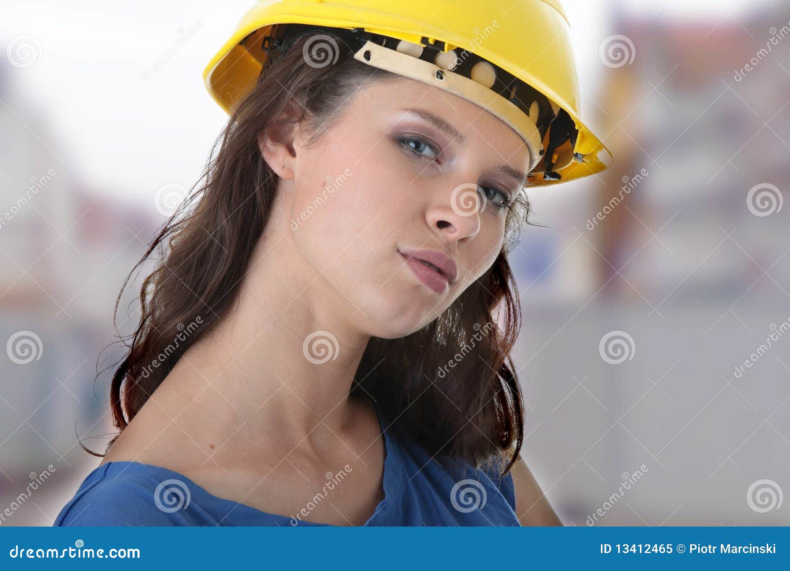 Young Woman Construction Worker Contractor Stock Image - Image of ...