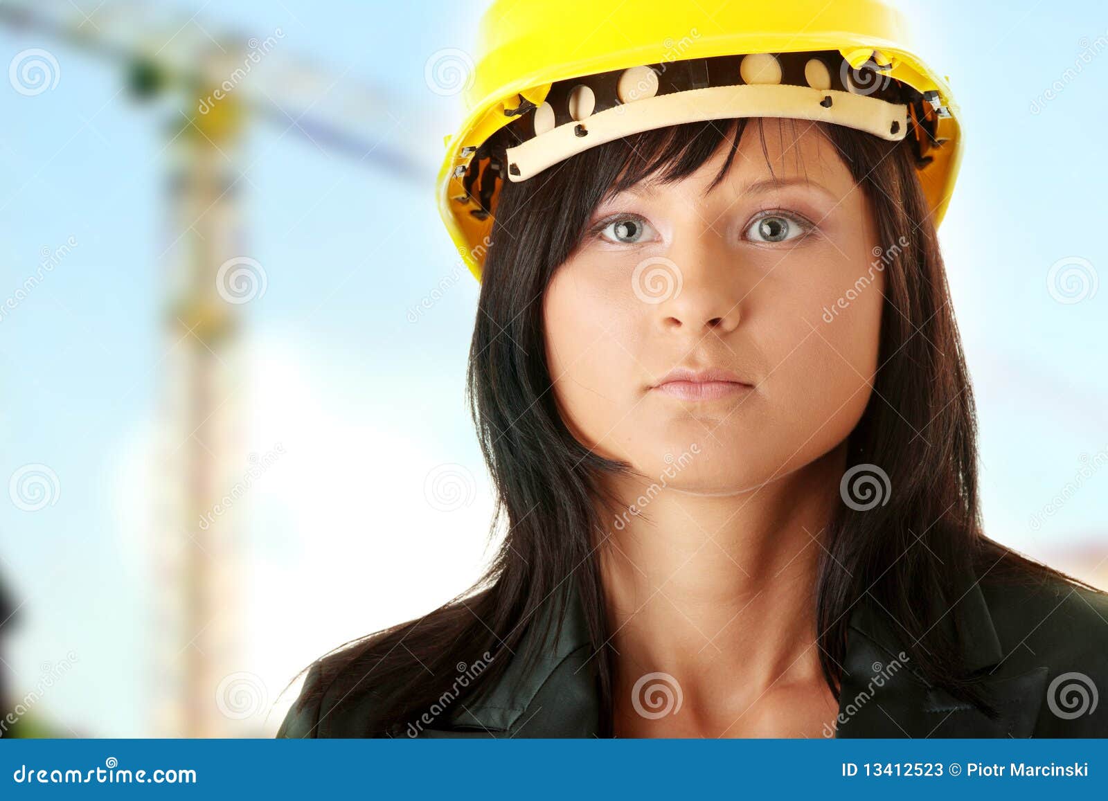 Young Woman Construction Worker Contractor Stock Image - Image of ...