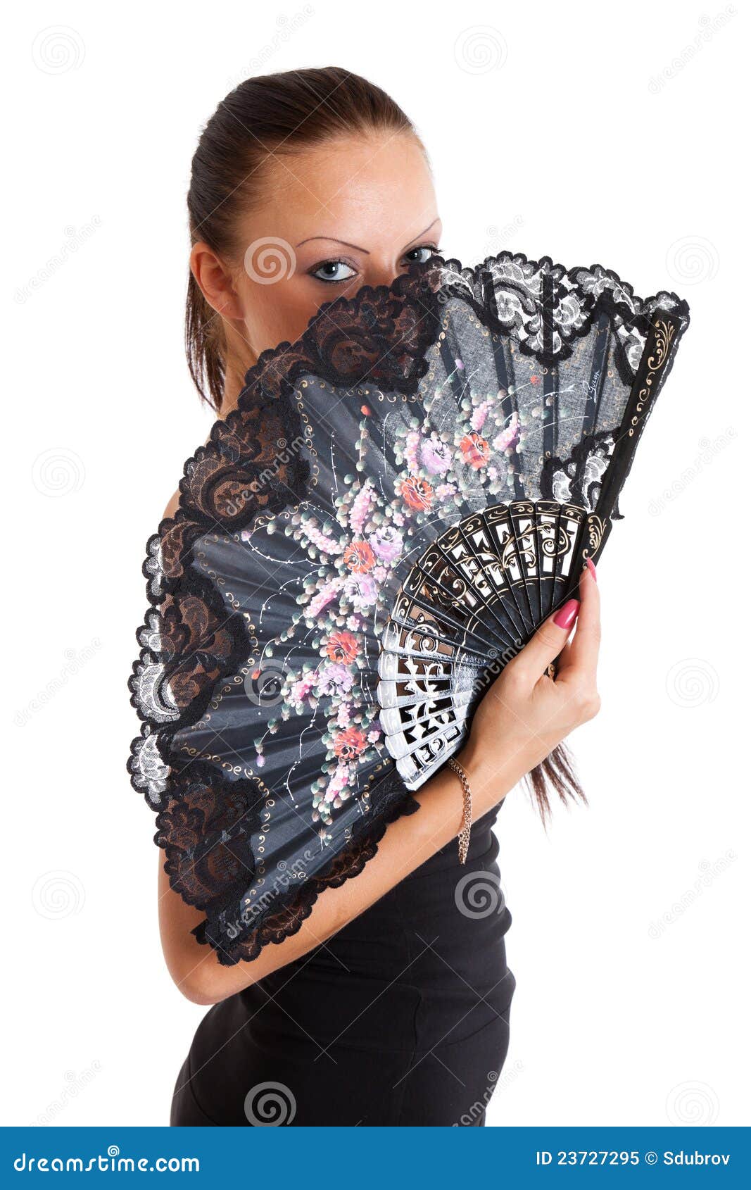 Young woman with fan stock image. Image of background - 23727295