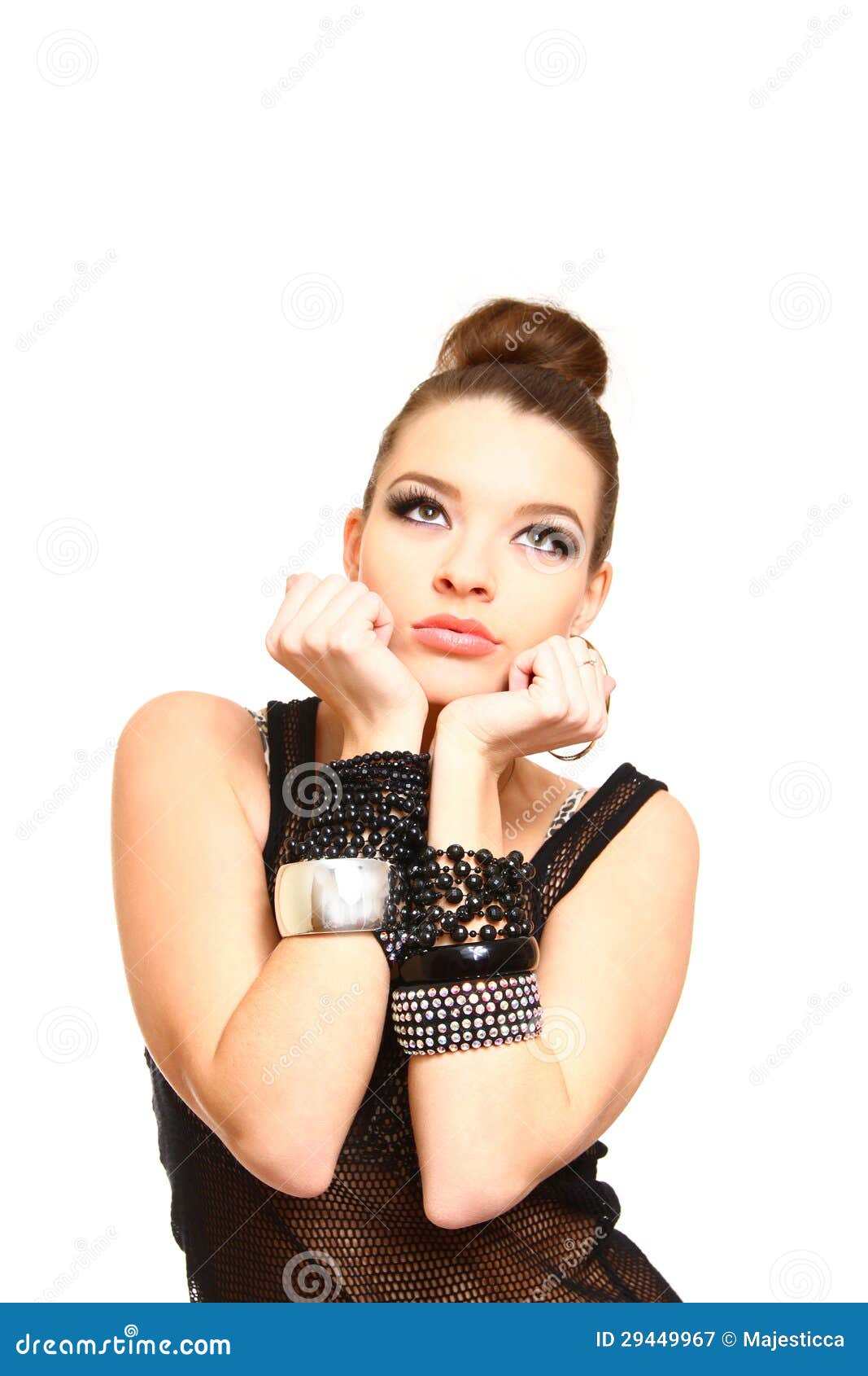 Young Woman Thinking Isolated on White Background Stock Image - Image ...