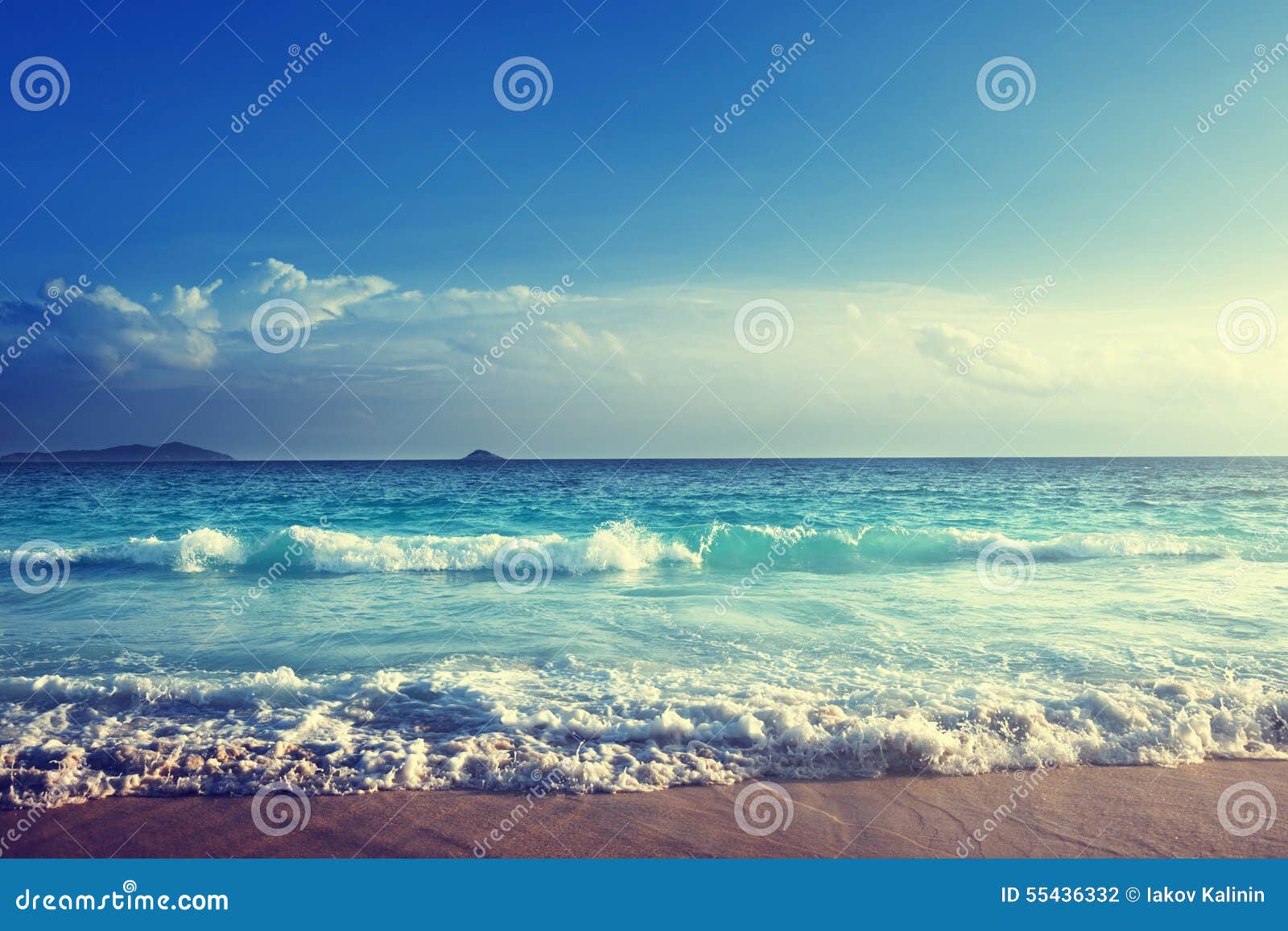 Seychelles Beach in Sunset Time Stock Photo - Image of beautiful ...
