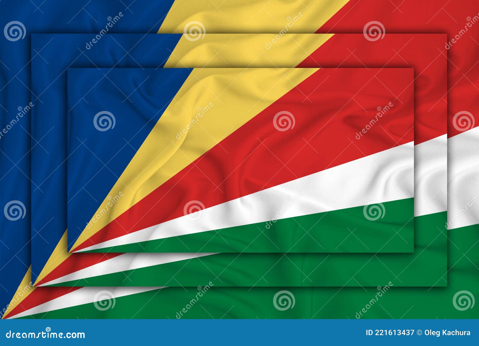 Seychelles Flag on Background Texture. Three Flags are Superimposed on ...