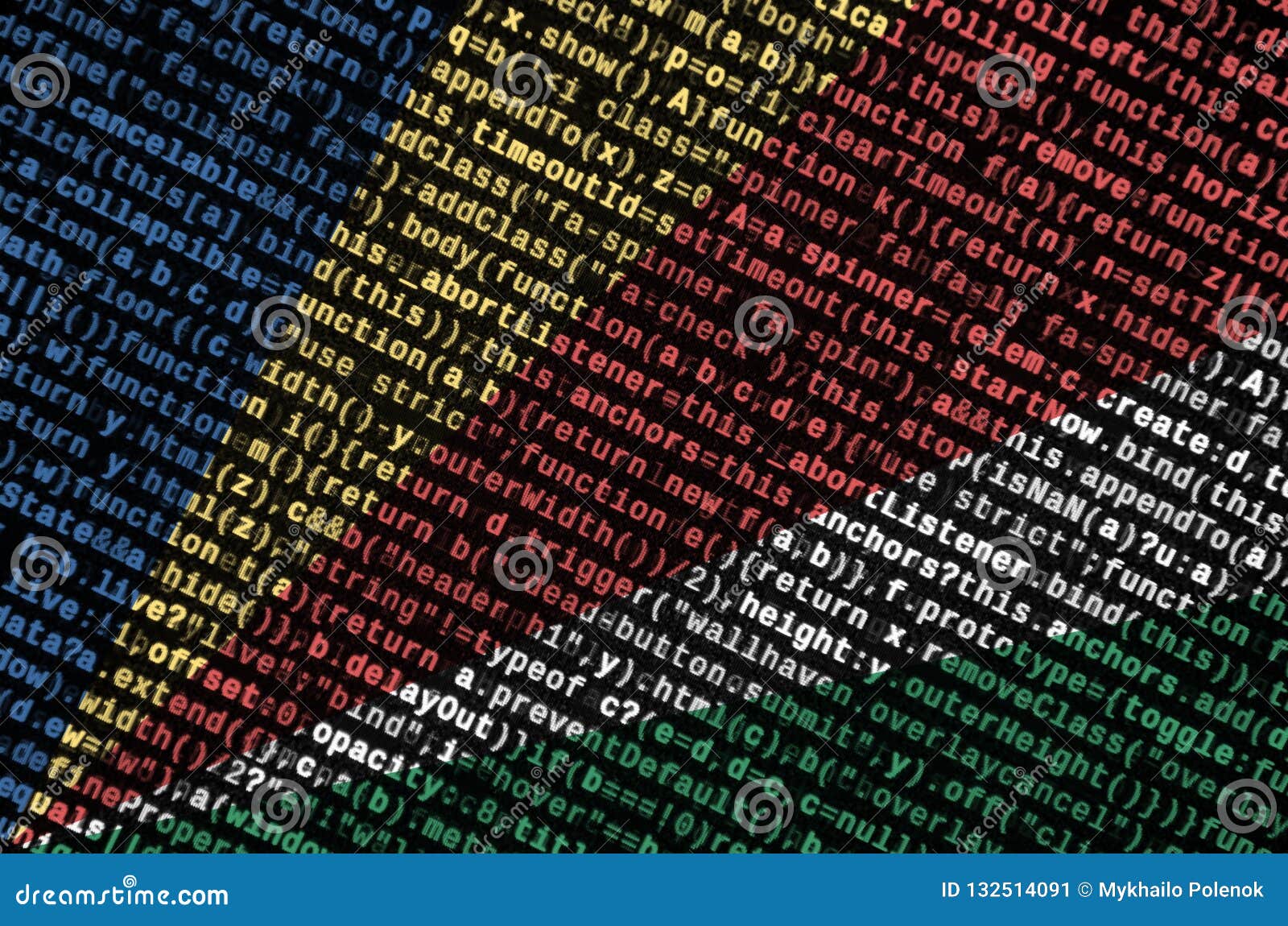 Seychelles Flag is Depicted on the Screen with the Program Code. the ...
