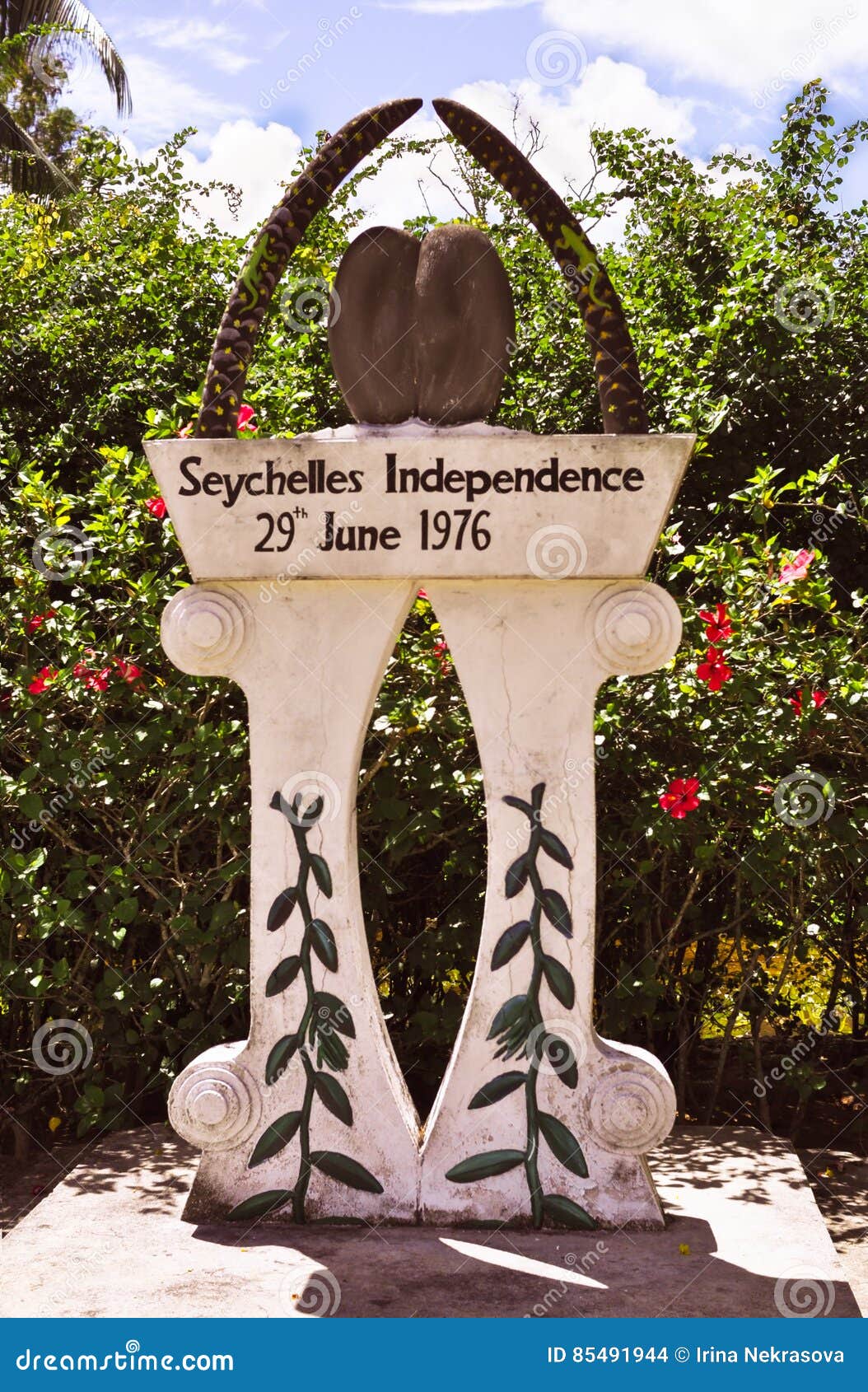 Seychelles Independence Monument on Praslin Island Stock Photo - Image ...