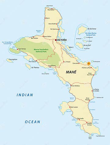 Seychelles, mahe map stock illustration. Illustration of praslin - 68618189