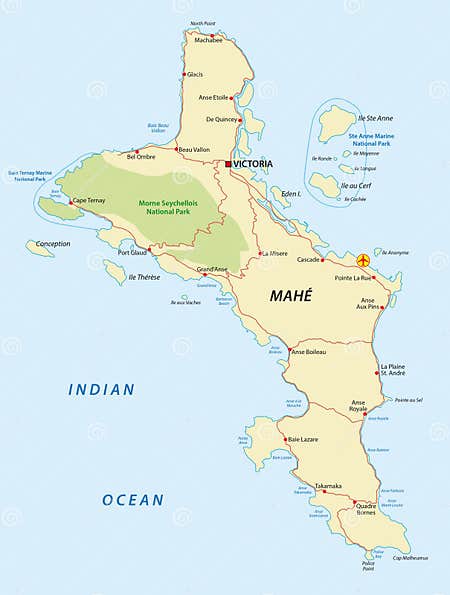 Seychelles, mahe map stock illustration. Illustration of praslin - 68618189