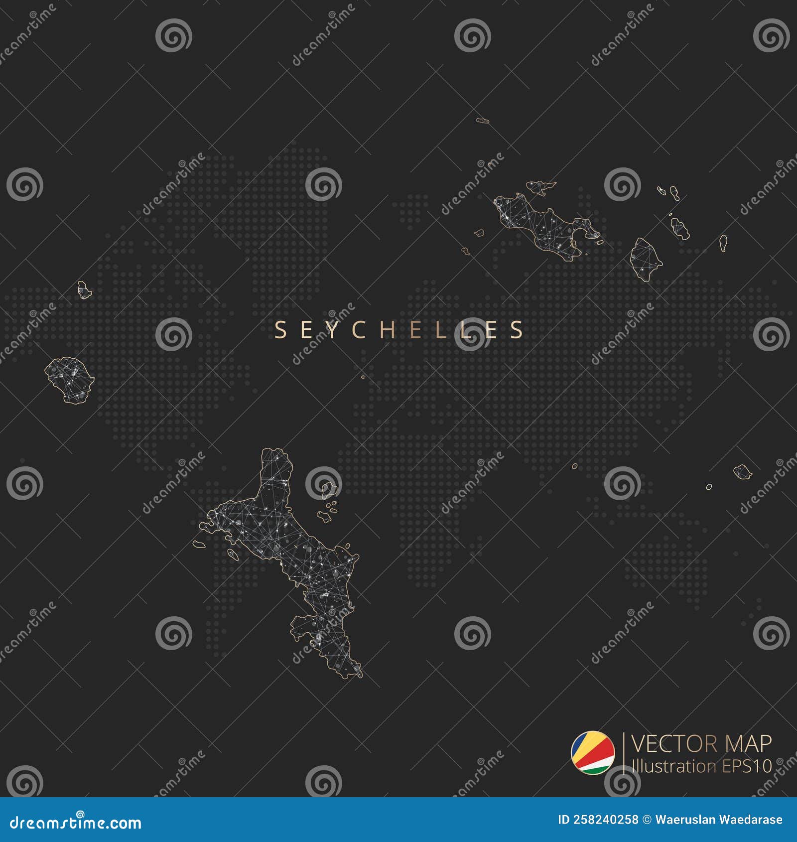 Seychelles Map Abstract Geometric Mesh Polygonal Light Concept Stock ...