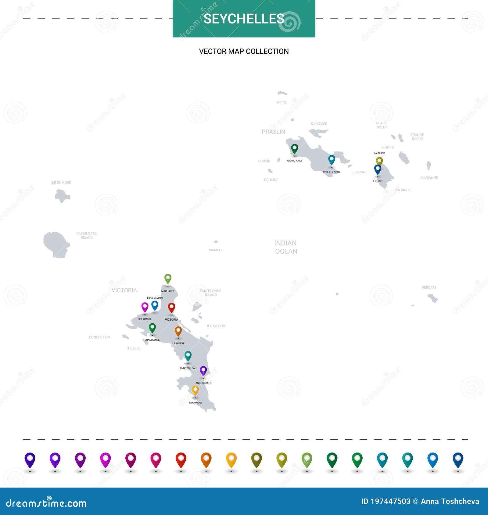 Political Map Of Seychelles Isolated On Transparent Background Vector ...