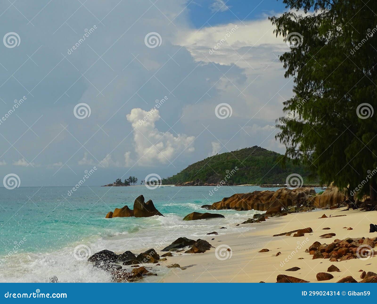 Seychelles, Praslin Island, Anse Kerlan Beach Stock Photo - Image of ...