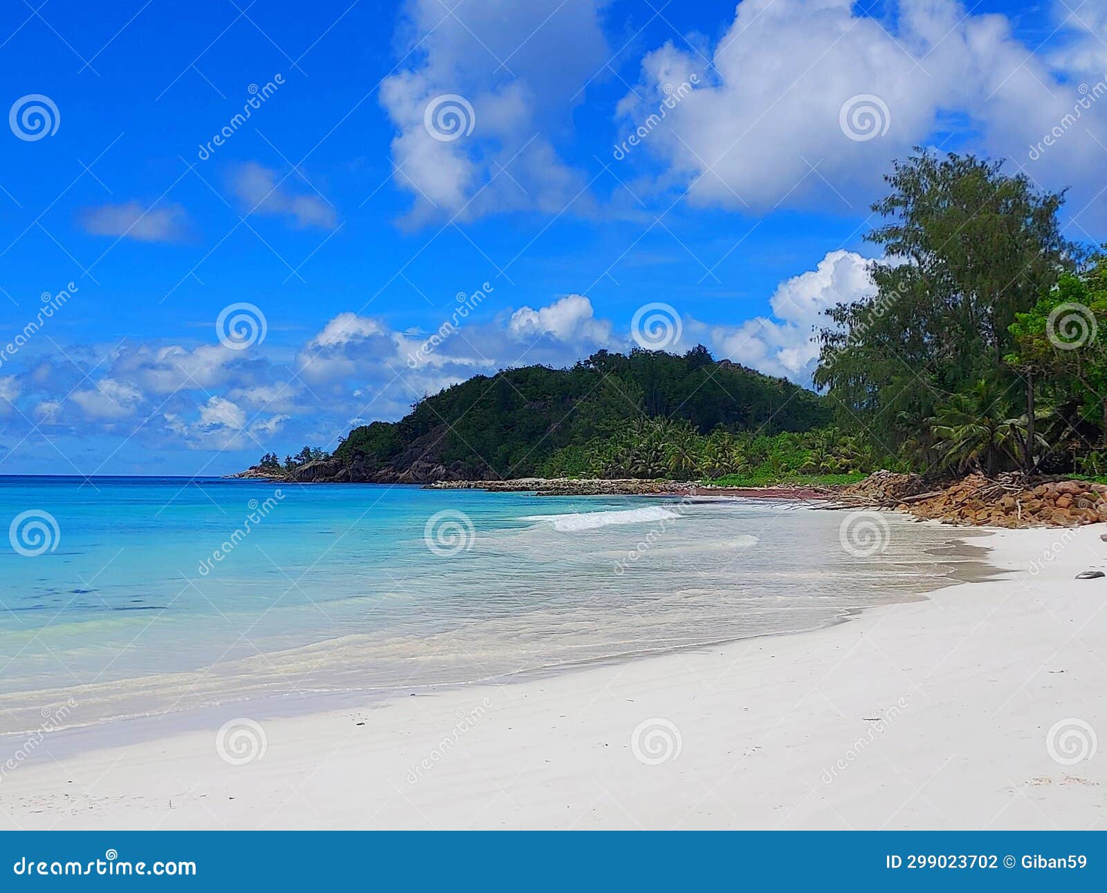 Seychelles, Praslin Island, Anse Kerlan Beach Stock Photo - Image of ...