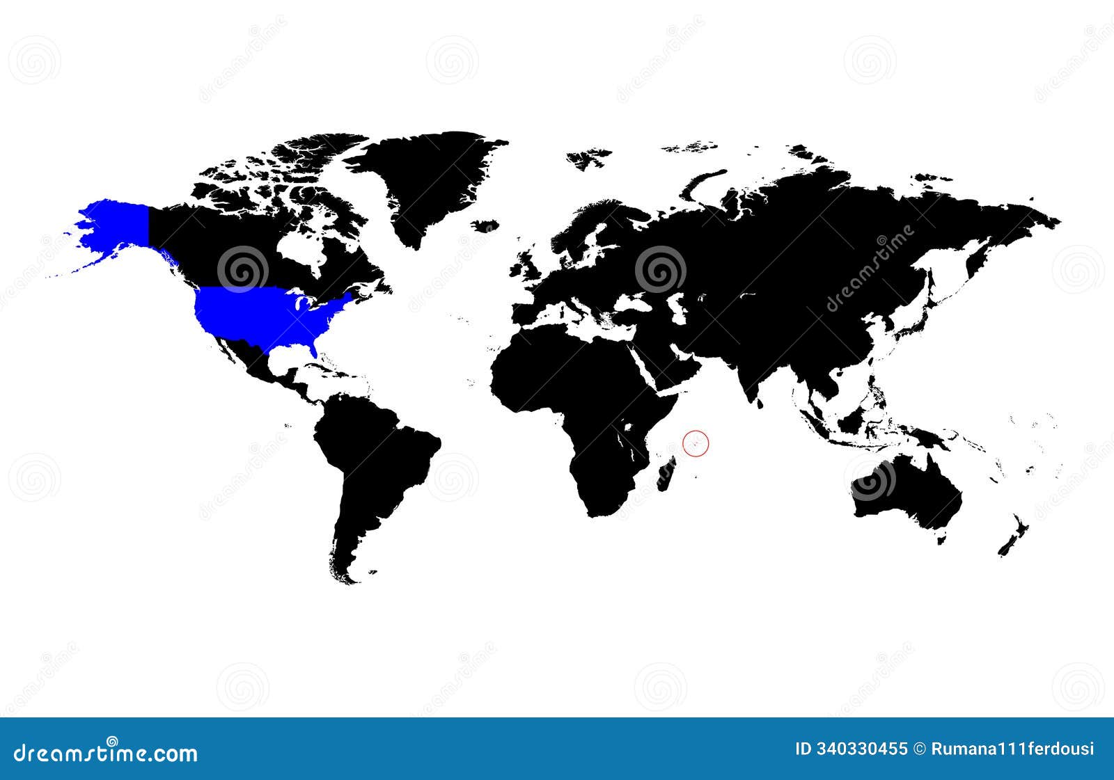 Seychelles and United States Maps on a Global Map Stock Illustration ...