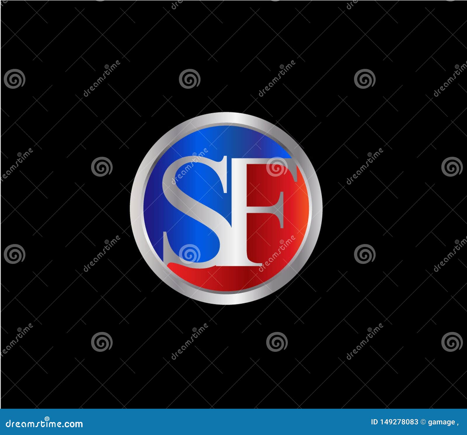 SF Initial Circle Shape Red Blue Silver Color Later Logo Design Stock ...
