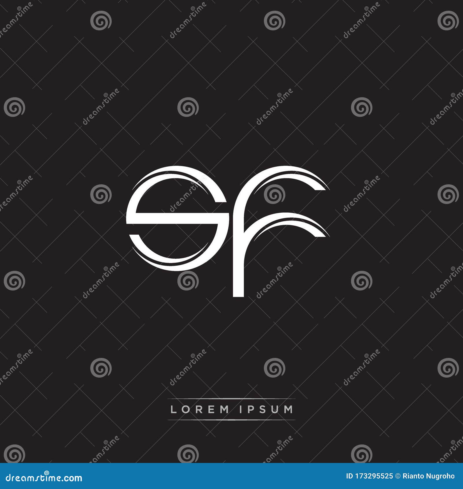 SF Initial Letter Split Lowercase Logo Modern Monogram Template Isolated on Black White Stock ...