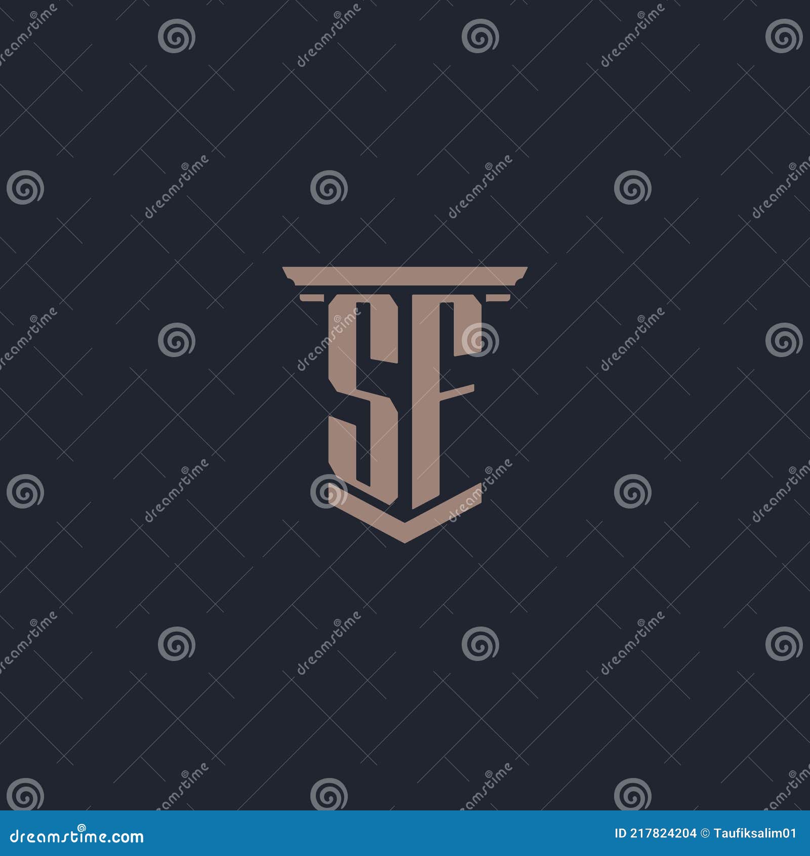 SF Initial Monogram Logo with Pillar Style Design Stock Vector ...