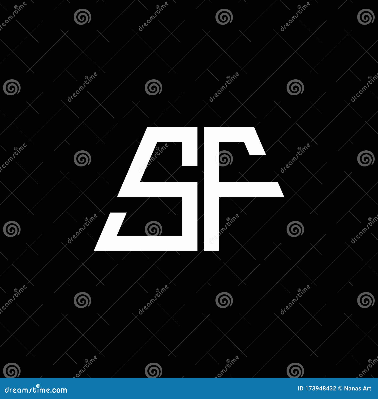 SF Logo Abstract Monogram Isolated on Black Background Stock Vector ...