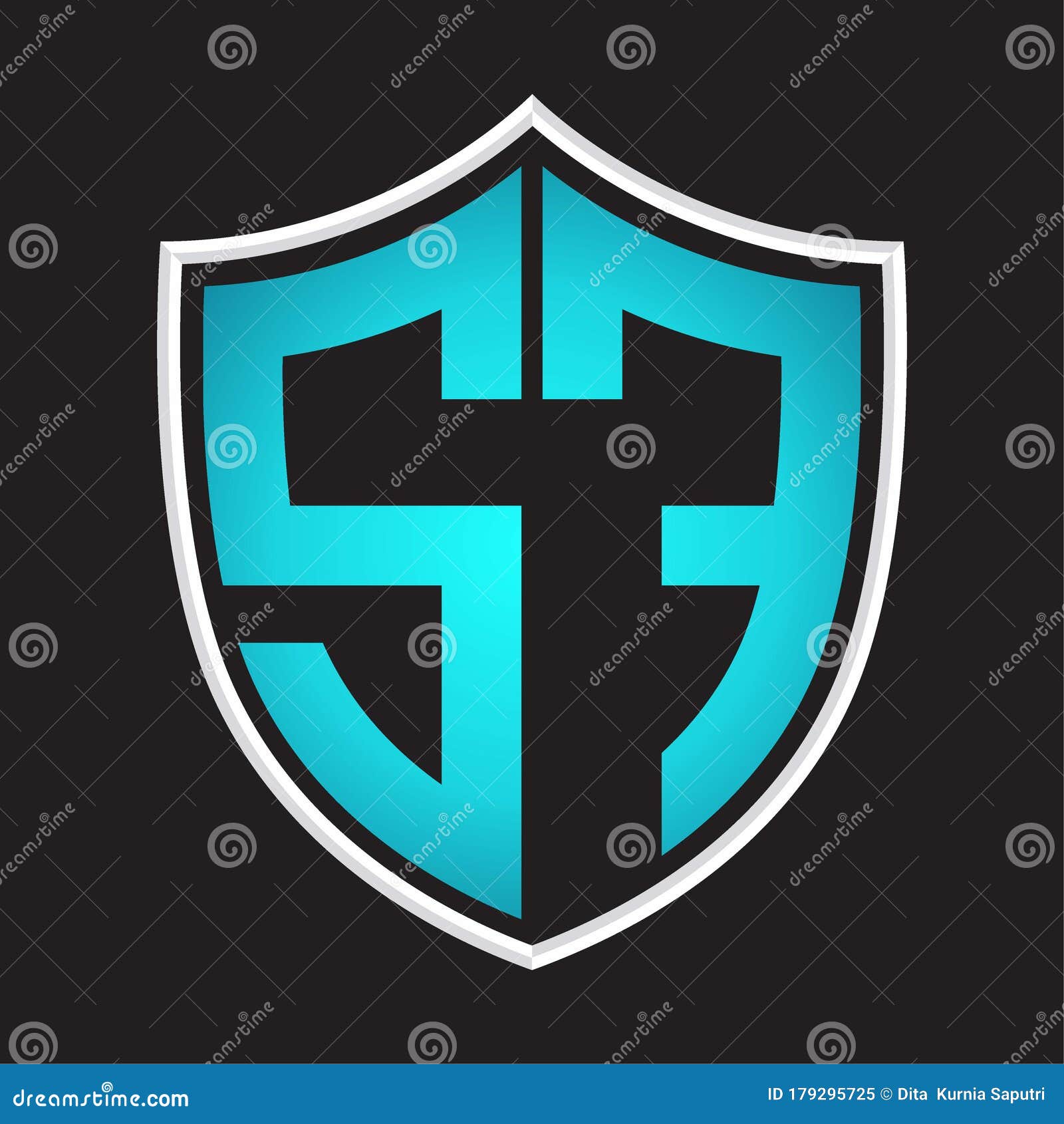 SF Logo Monogram with Shield Shape Isolated Blue Colors on Outline ...