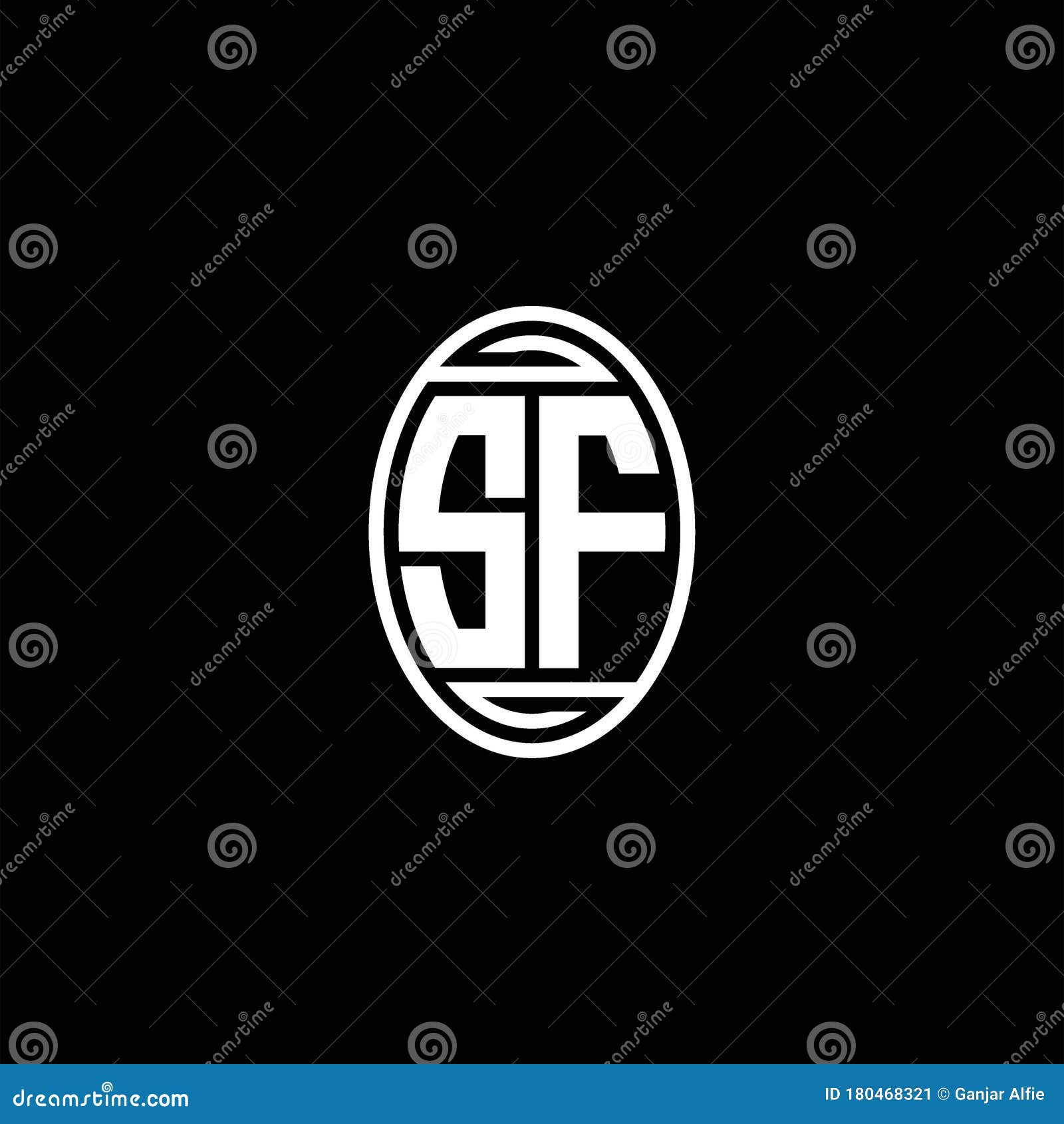 SF Monogram Logo Isolated on Oval Rotate Shape Stock Vector ...