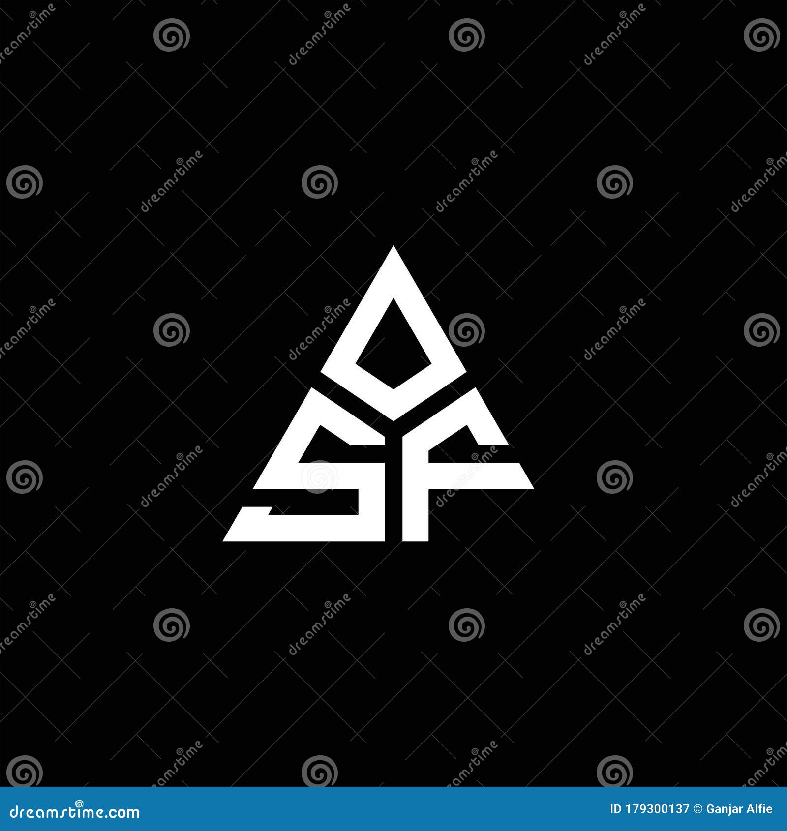 SF Monogram Logo with 3 Pieces Shape Isolated on Triangle Stock Vector ...