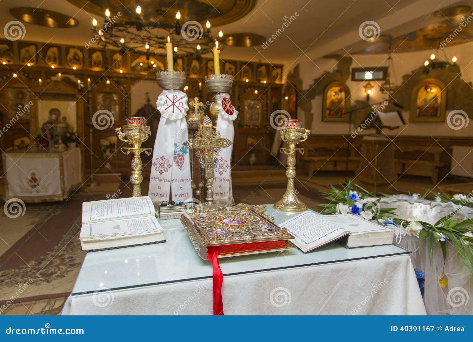 Holy Bible and Other Books on the Priest Table Stock Image - Image of ...
