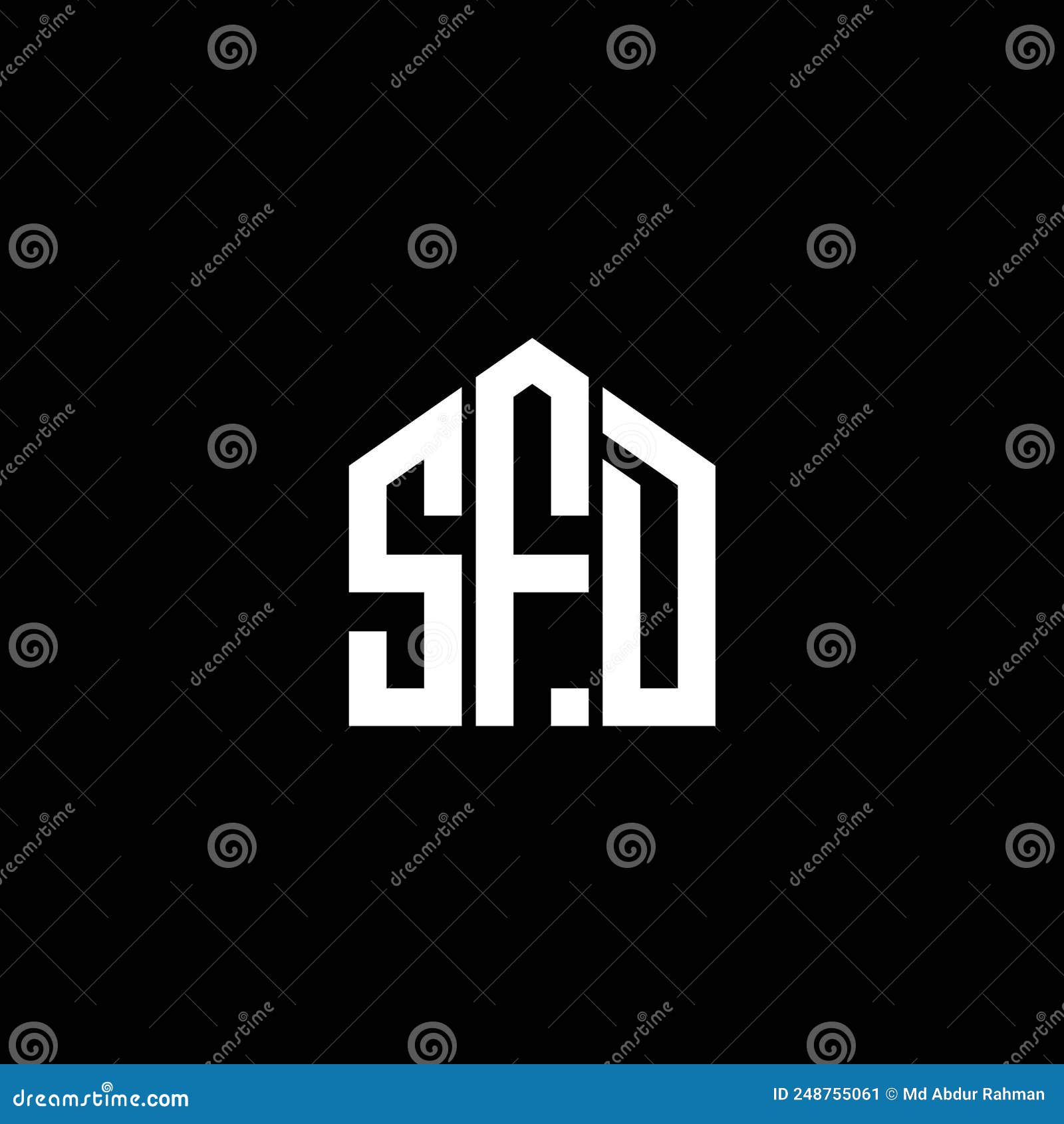 SFD Letter Logo Design on BLACK Background. SFD Creative Initials ...