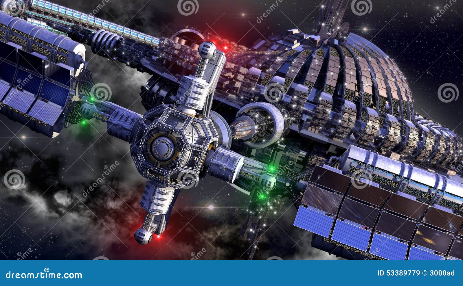 Sferisch Ruimteschip Met Gravitatiewiel Stock Illustratie ...