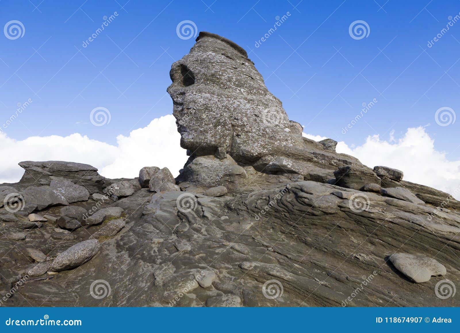 The Sphinx Landmark from Bucegi Stock Image - Image of carving, boulder ...