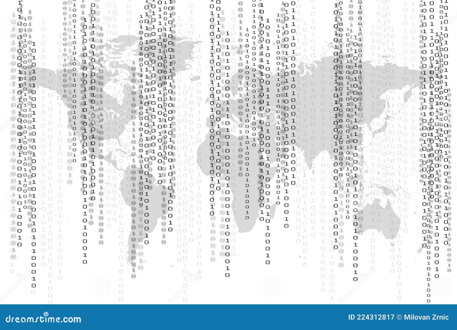 Sfondo Bianco Codice Binario Con Mappa Mondiale Immagine Stock ...