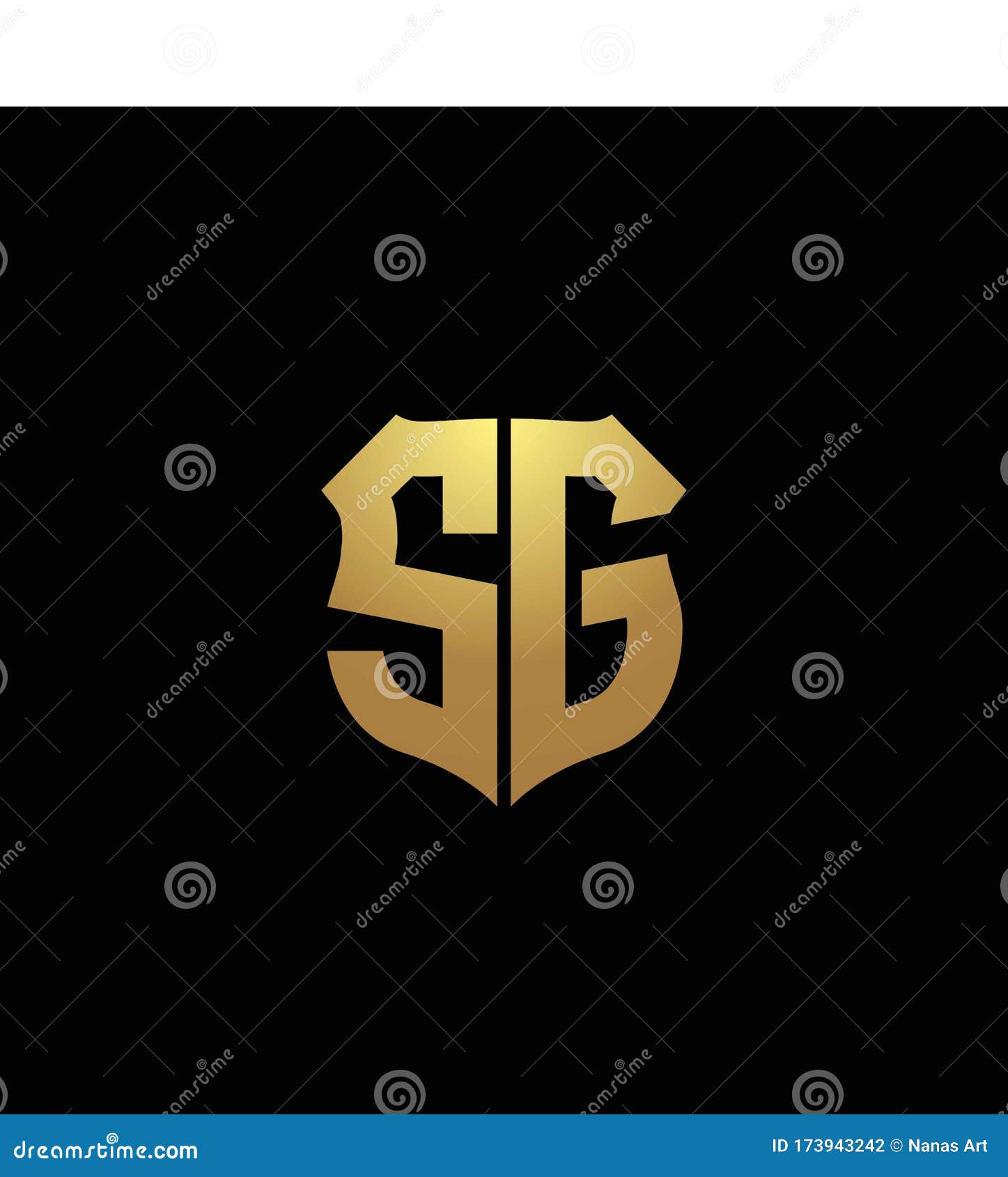 SG Logo Monogram with Gold Colors and Shield Shape Design Template ...