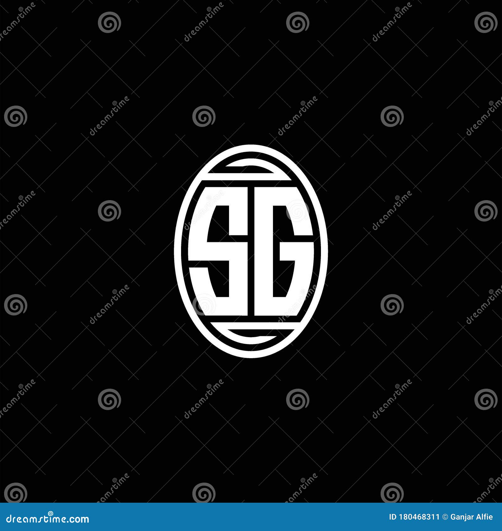 SG Monogram Logo Isolated on Oval Rotate Shape Stock Vector ...