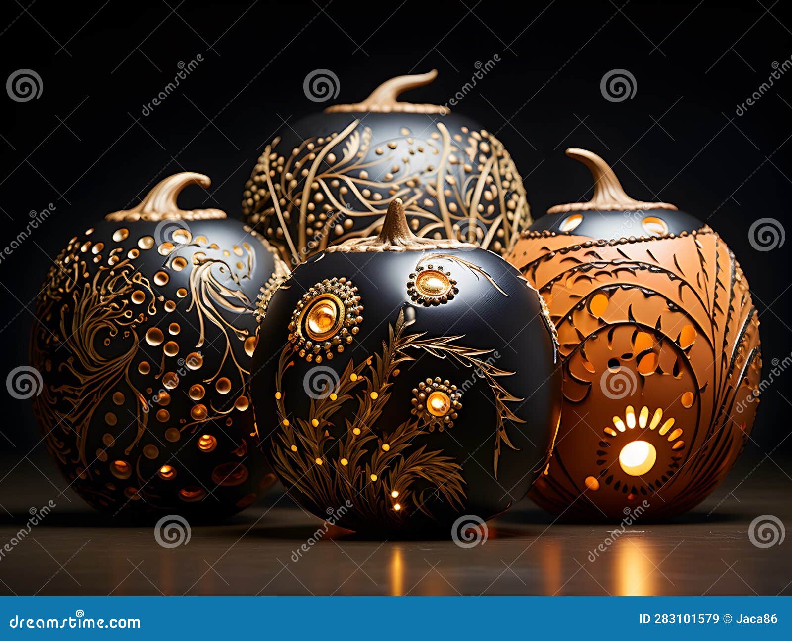 Sgraffito Style Halloween Pumpkins, AI Generated Illustration Stock ...