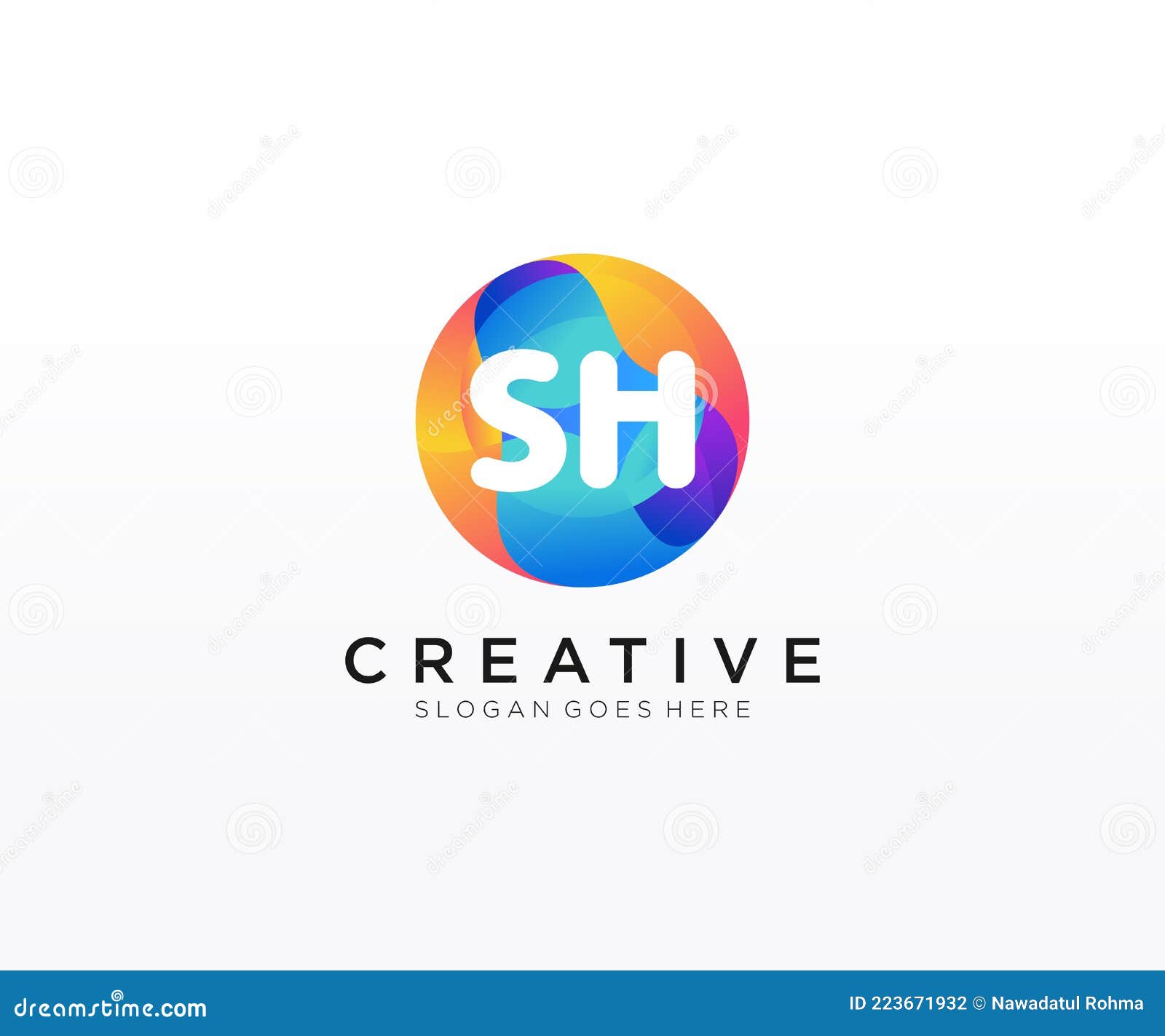 SH Initial Logo with Colorful Circle Template Vector Stock Vector ...