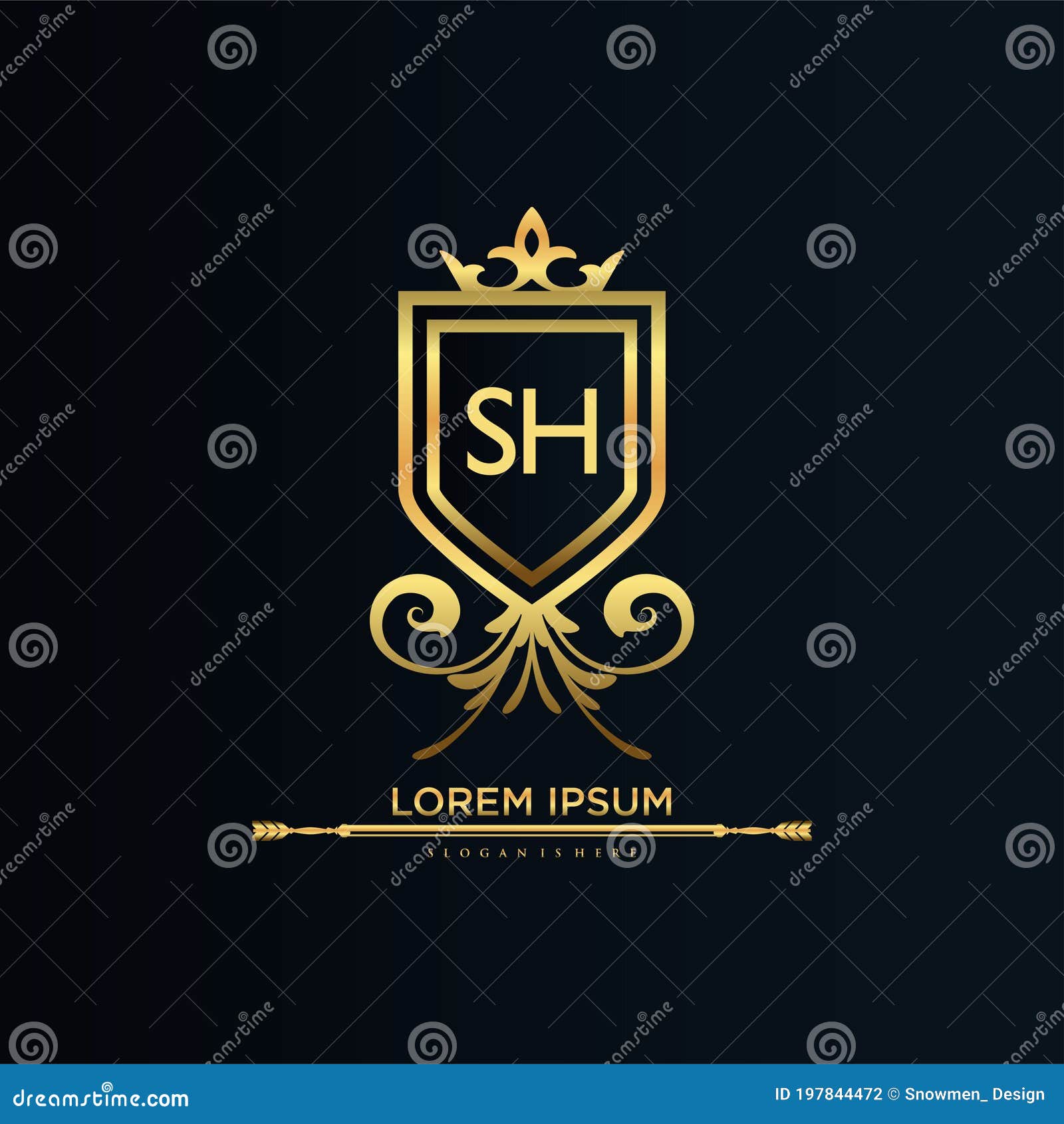 SH Letter Initial with Royal Template.elegant with Crown Logo Vector ...