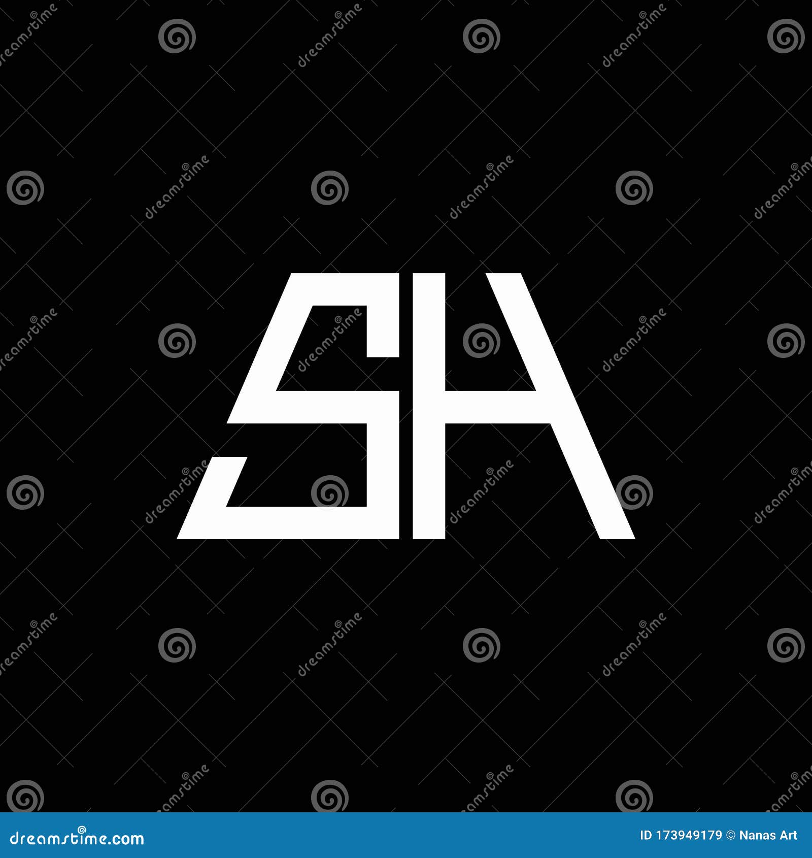 SH Logo Abstract Monogram Isolated on Black Background Stock Vector ...