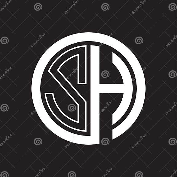 SH Logo with Circle Rounded Negative Space Design Template Stock Vector ...