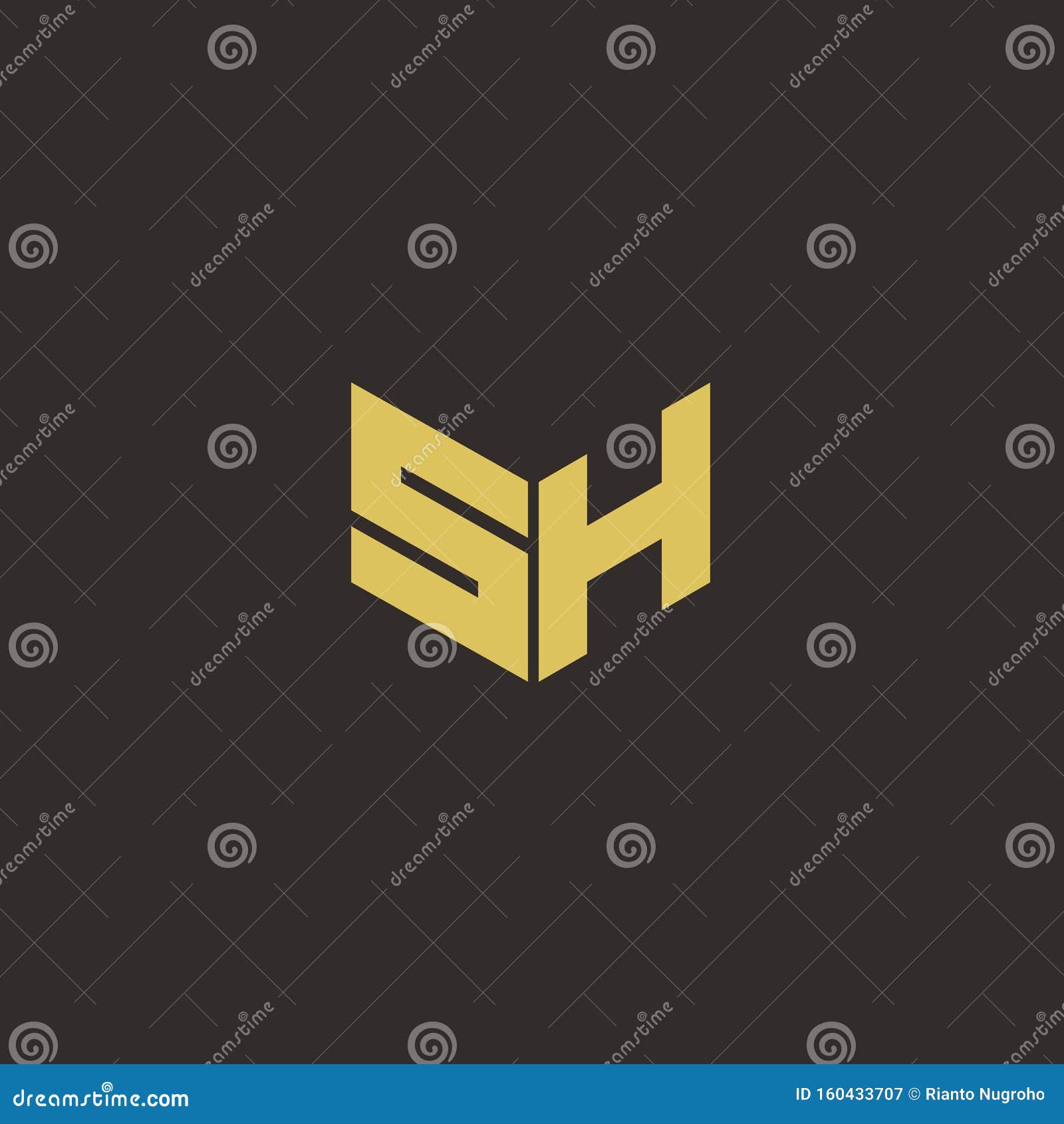 SH Logo Letter Initial Logo Designs Template with Gold and Black ...