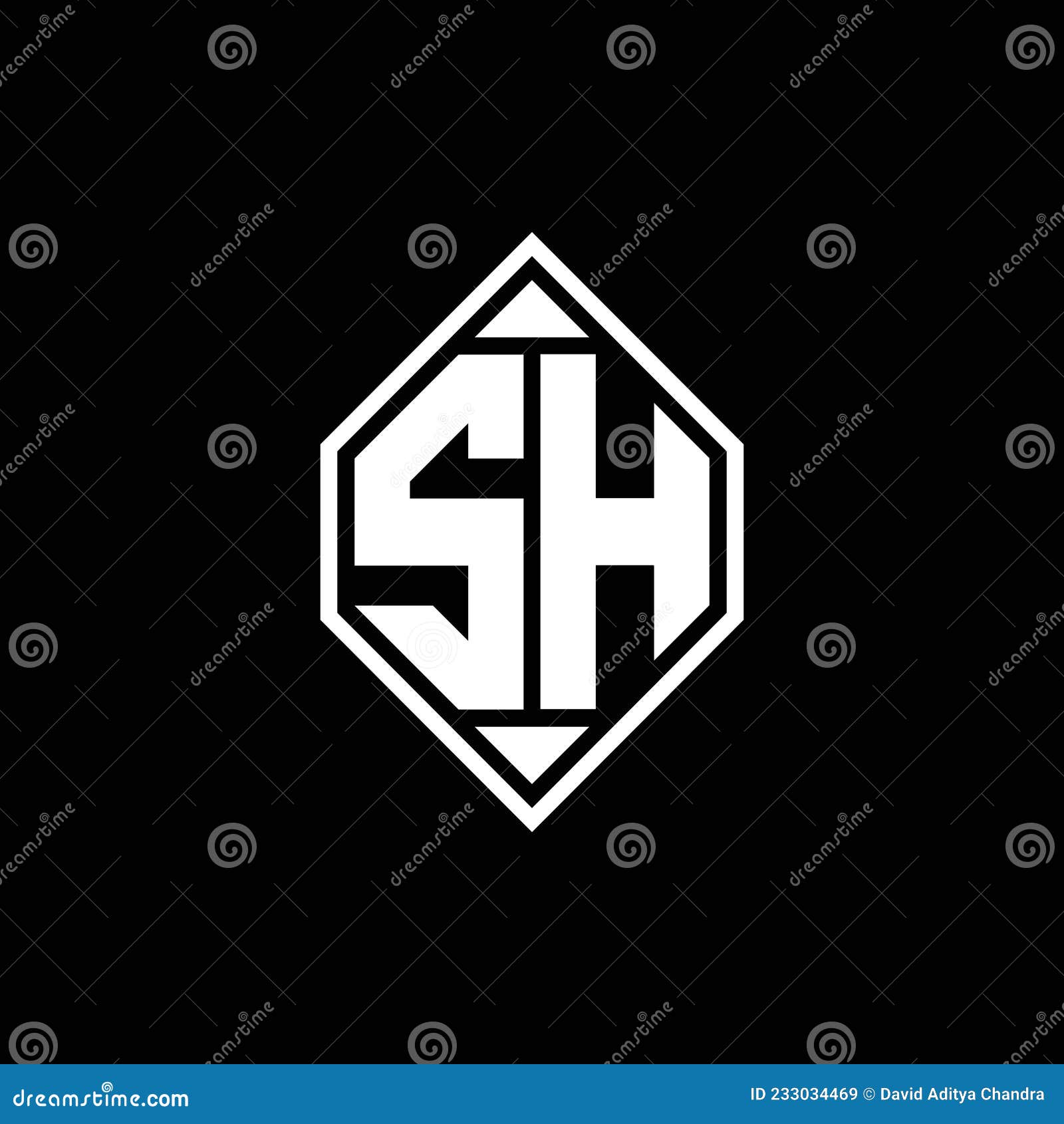 SH Logo Monogram Geometric Shield Shape Style Stock Vector ...