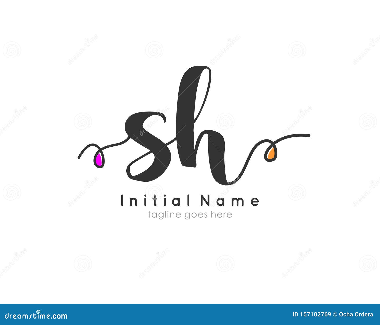 SH Signature Initial Logo Template Vector. Initial Signature Logo ...
