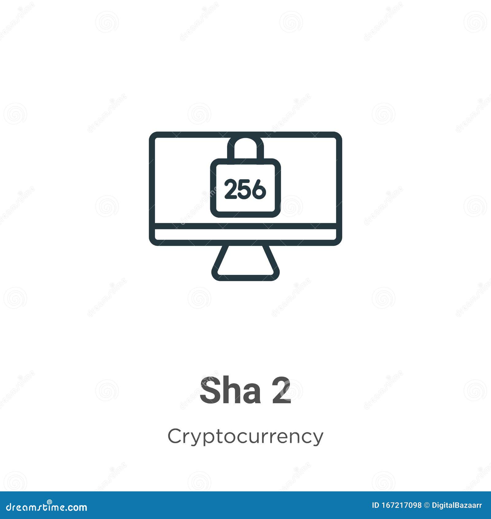 Sha 2 Outline Vector Icon. Thin Line Black Sha 2 Icon, Flat Vector ...