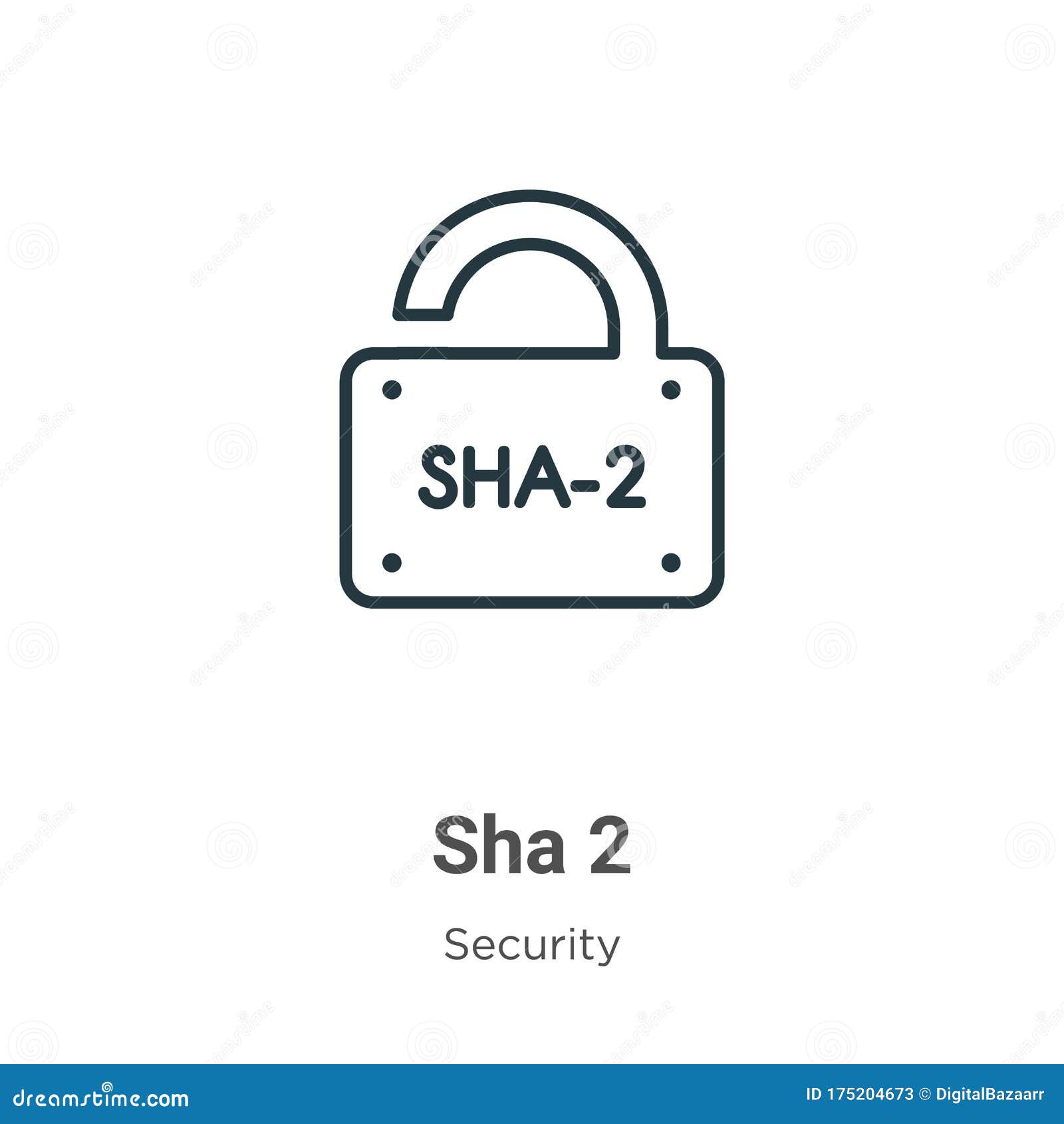 Sha 2 Outline Vector Icon. Thin Line Black Sha 2 Icon, Flat Vector ...