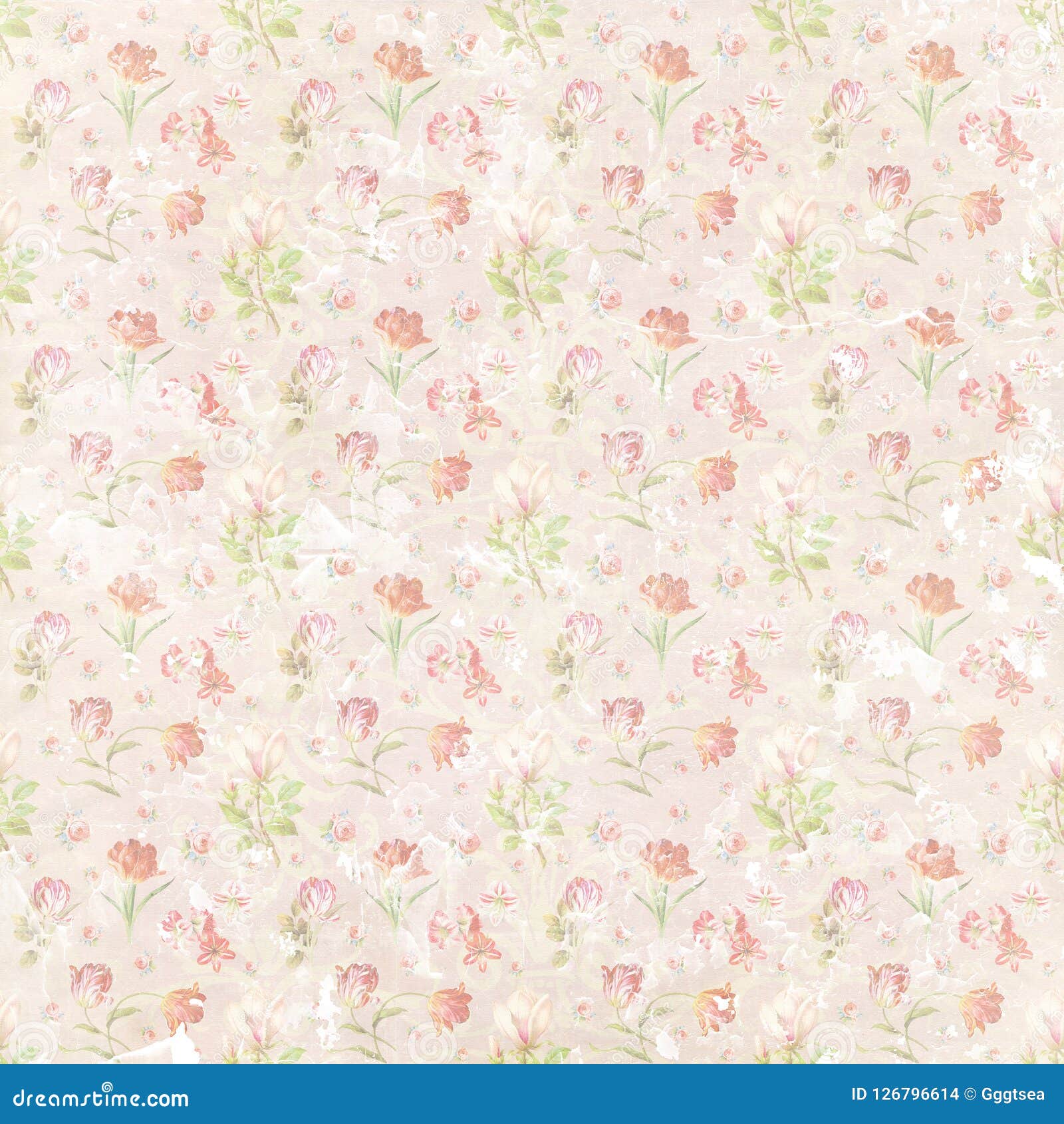 Shabby Flourish Repeat Pattern Paper Wallpaper Stock Illustration ...