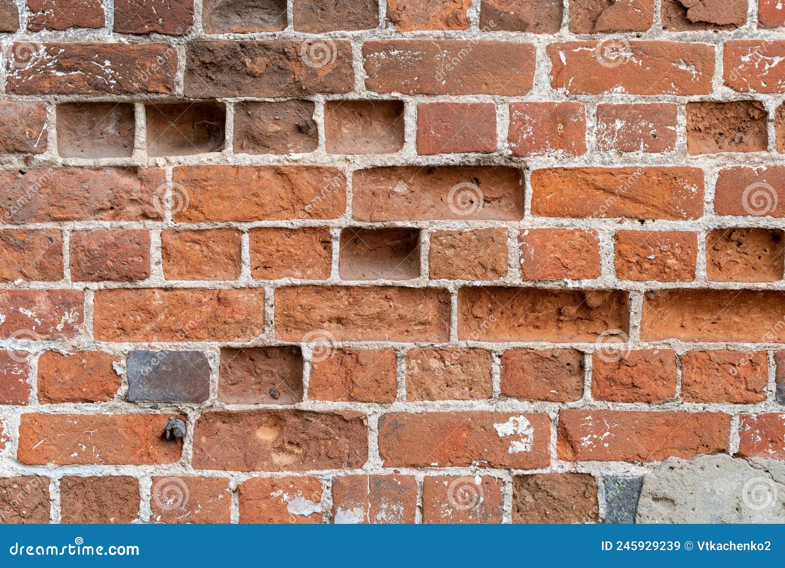 Weathered Old Red Brick Wall Stock Image - Image of grungy, abstract ...