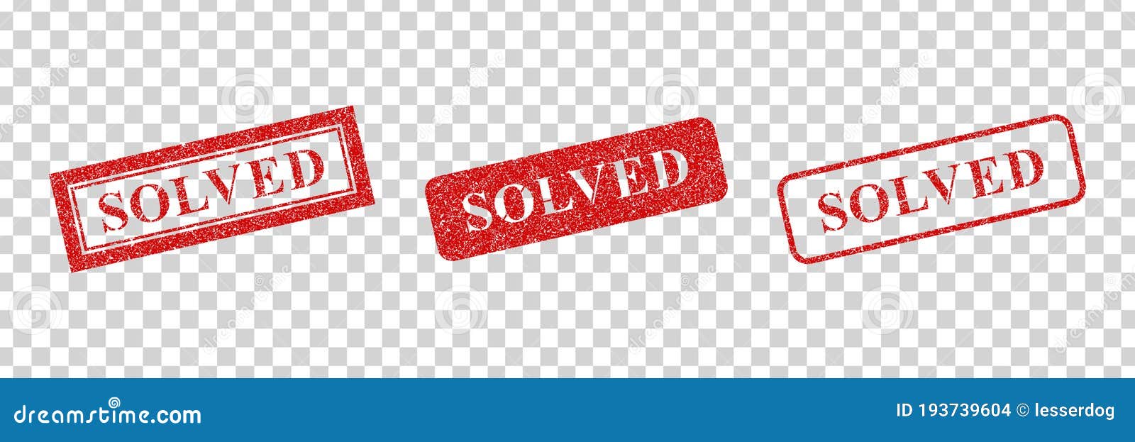 Vector Set of Realistic Isolated Red Rubber Stamp of Solved Logo for ...