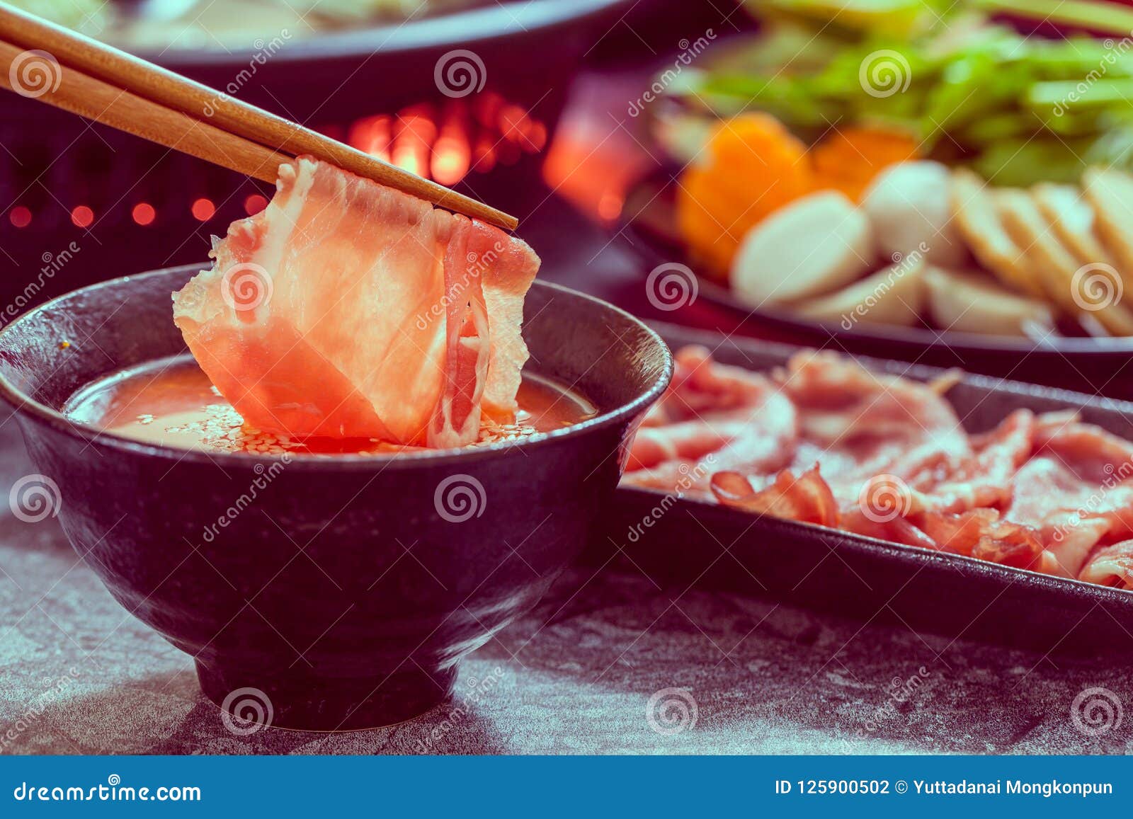 Shabu shabu hot pot stock photo. Image of vintage, japanese - 125900502