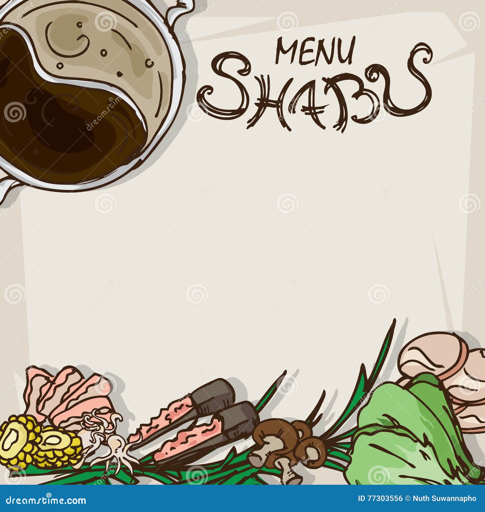 Shabu Menu Doodle. Hand Drawing Styles For Shabu Menu Vector ...