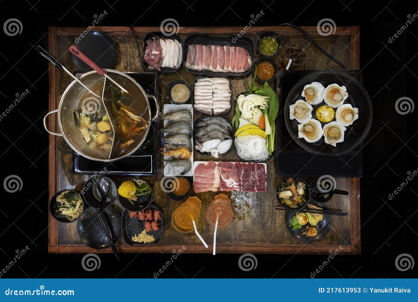 Top View Of Shabu Table In Buffet Restaurant Royalty-Free Stock ...