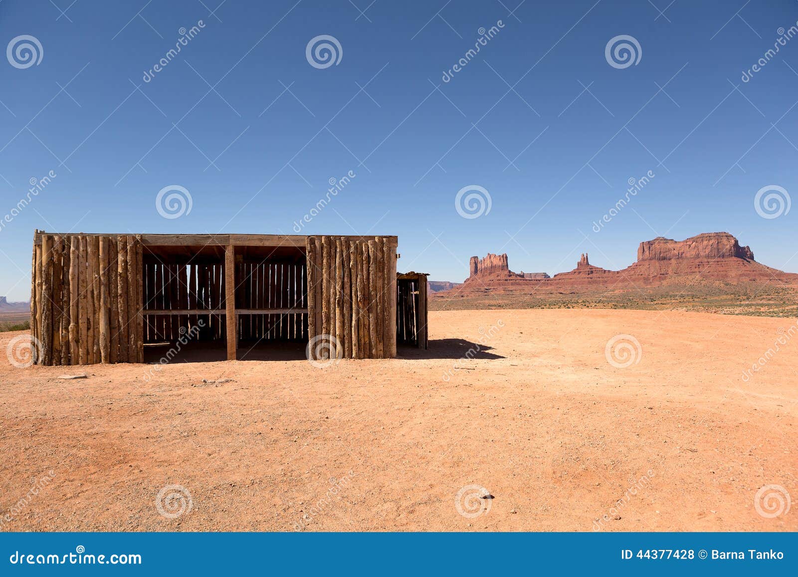 Shack in the Desert with Mesa and Butte in the Background Stock Photo ...
