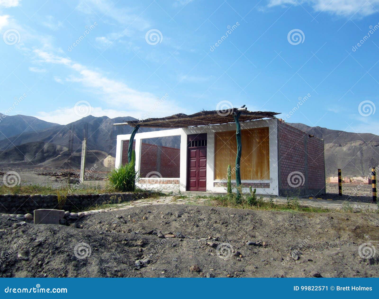 Shack in Front of Mountains in Nazca Desert Stock Image - Image of ...