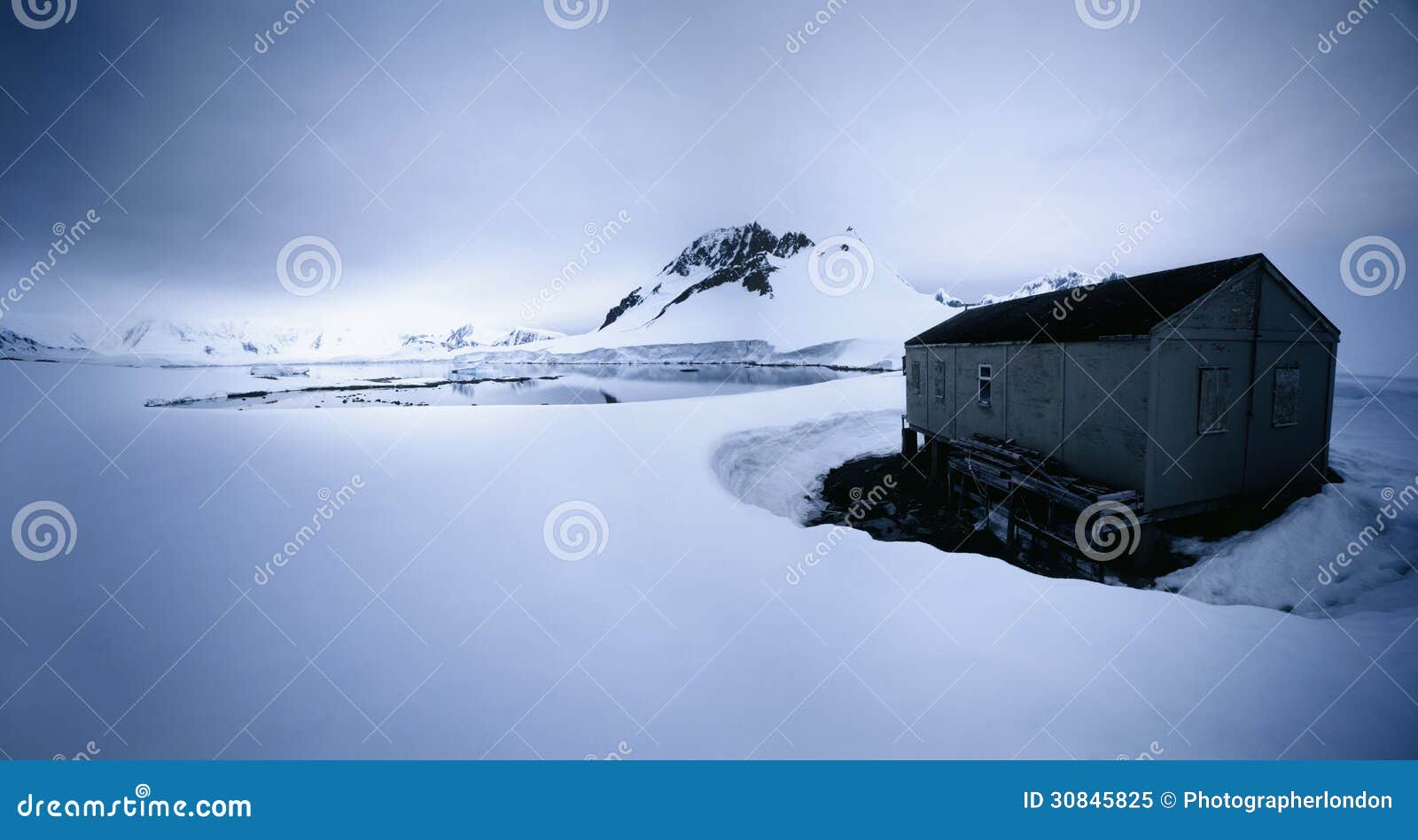 Shack in Winter Landscape stock image. Image of house - 30845825